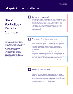 Fillable Online quick tips Portfolios Fax Email Print - pdfFiller
