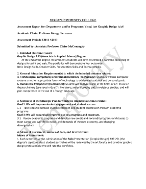 Fillable Online Assessment Report for (Department and/or Program ...