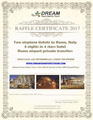 Fillable Online RAFFLE CERTIFICATE 2017 Fax Email Print - pdfFiller