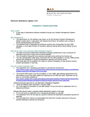 Fillable Online Electronic attendance register (eAR) Fax Email Print ...