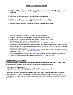 Fillable Online Night and Weekend Permit Fax Email Print - pdfFiller