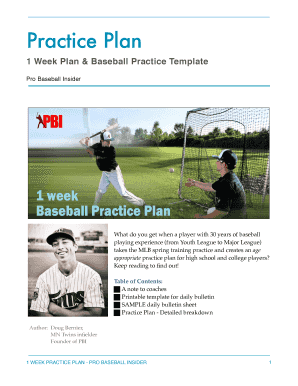 Fillable Online 1 Week Plan & Baseball Practice Template Fax Email ...