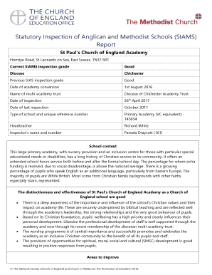 Fillable Online Statutory Inspection of Anglican and Methodist Schools ...