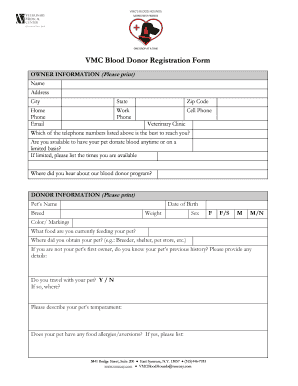 Fillable Online VMC Blood Donor Registration Form Fax Email Print ...