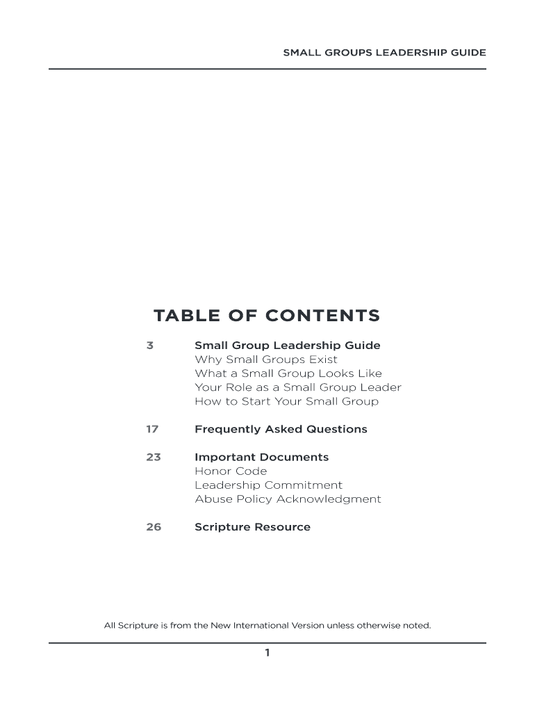 Fillable Online SMALL GROUPS LEADERSHIP GUIDE Fax Email Print - pdfFiller
