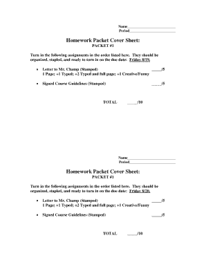 Homework Packet Cover Sheet - Fill Online, Printable, Fillable, Blank ...