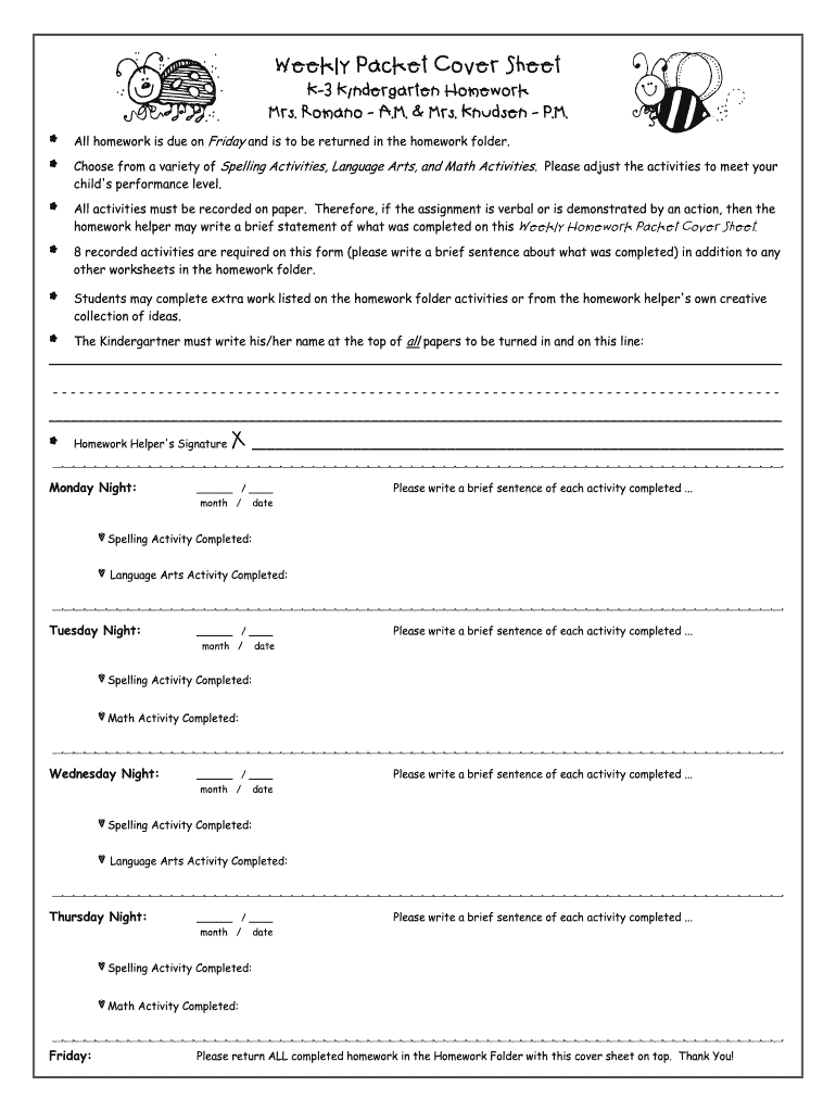 Fillable Online Weekly Packet Cover Sheet Fax Email Print - pdfFiller