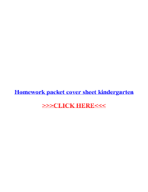 Fillable Online Homework packet cover sheet kindergarten Fax Email ...