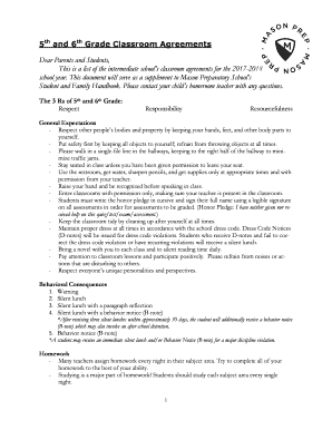 Fillable Online 5th and 6th Grade Classroom Agreements Fax Email Print ...