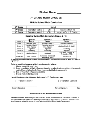 Fillable Online 7th GRADE MATH CHOICES Fax Email Print - pdfFiller