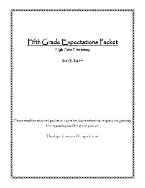 Fillable Online Fifth Grade Expectations Packet Fax Email Print - pdfFiller