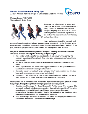 Fillable Online Back to School Backpack Safety Tips Fax Email Print ...