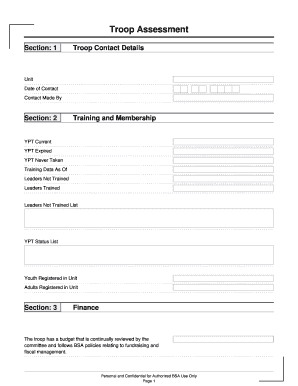 Fillable Online Troop Assessment Fax Email Print - pdfFiller