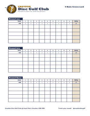 Fillable Online 9 Hole Scorecard Fax Email Print - pdfFiller