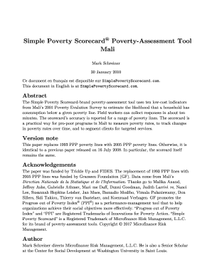 Fillable Online Simple Poverty Scorecard Poverty-Assessment Tool Fax ...
