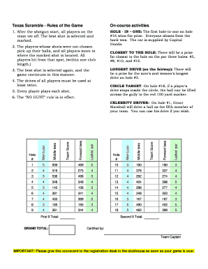 Texas Scramble Rules - Fill Online, Printable, Fillable, Blank | pdfFiller