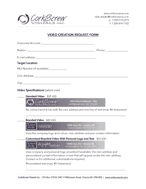 Fillable Online VIDEO CREATION REQUEST FORM Fax Email Print - pdfFiller