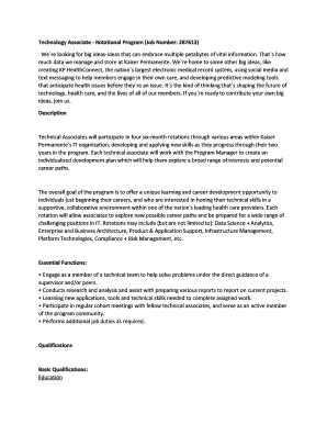 Fillable Online Technology Associate - Rotational Program (Job Number ...