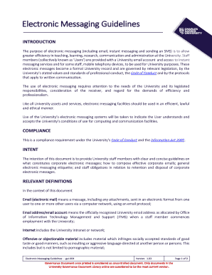 Fillable Online Electronic Messaging Guidelines Fax Email Print - pdfFiller