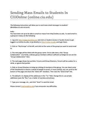 Fillable Online Sending Mass Emails to Students In Fax Email Print ...