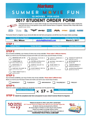 Fillable Online 2017 STUDENT ORDER FORM Fax Email Print - pdfFiller