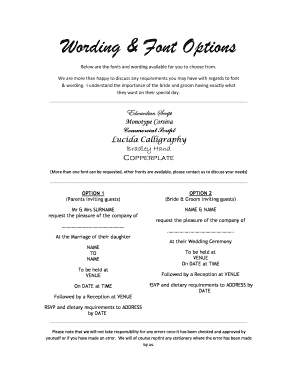 Fillable Online Wording & Font Options Fax Email Print - pdfFiller