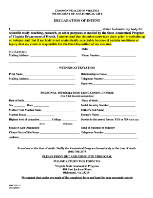 Fillable Online INSTRUMENT OF ANATOMICAL GIFT Fax Email Print - pdfFiller