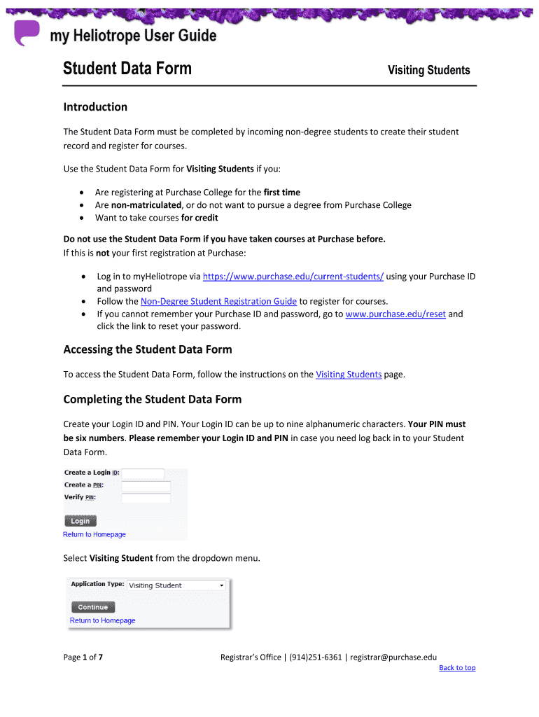 Fillable Online The Student Data Form must be completed by incoming non ...