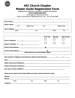 Fillable Online AEC Church Chapter Fax Email Print - pdfFiller