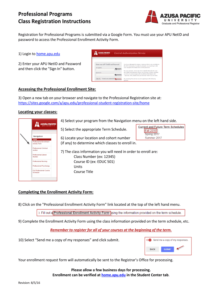 Fillable Online Class Registration Instructions Fax Email Print - pdfFiller