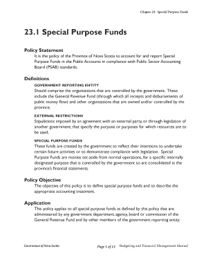 Fillable Online Chapter 23: Special Purpose Funds Fax Email Print - pdfFiller