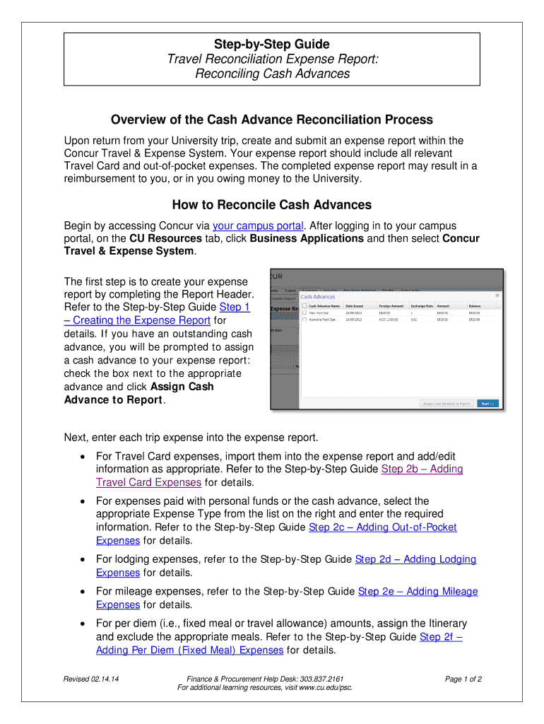 Fillable Online Reconciling Cash Advances Fax Email Print - pdfFiller