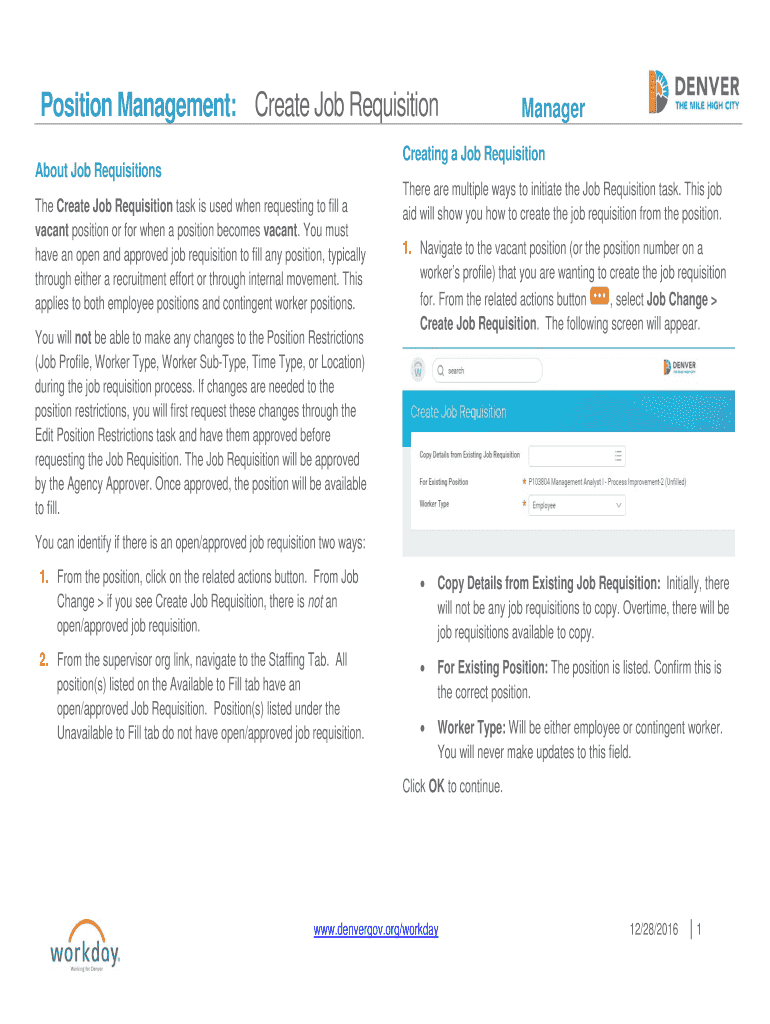 Fillable Online Position Management: Create Job Requisition Fax Email ...