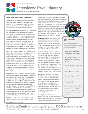 Fillable Online Interviews: Travel Itinerary Fax Email Print - pdfFiller