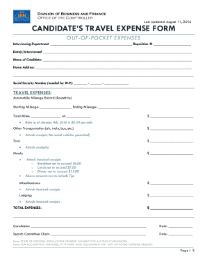 Fillable Online CANDIDATES TRAVEL EXPENSE Fax Email Print - pdfFiller