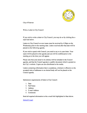 Fillable Online Write a Letter to City Council Fax Email Print - pdfFiller