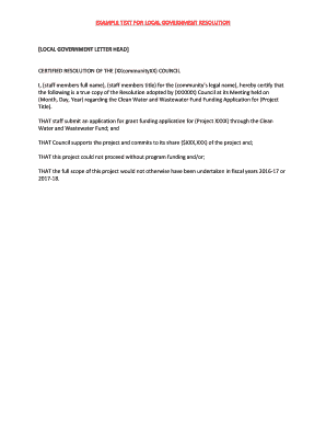 Fillable Online EXAMPLE TEXT FOR LOCAL GOVERNMENT RESOLUTION Fax Email ...