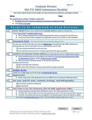 Fillable Online NIH F31 NRSA Submission Checklist Fax Email Print ...