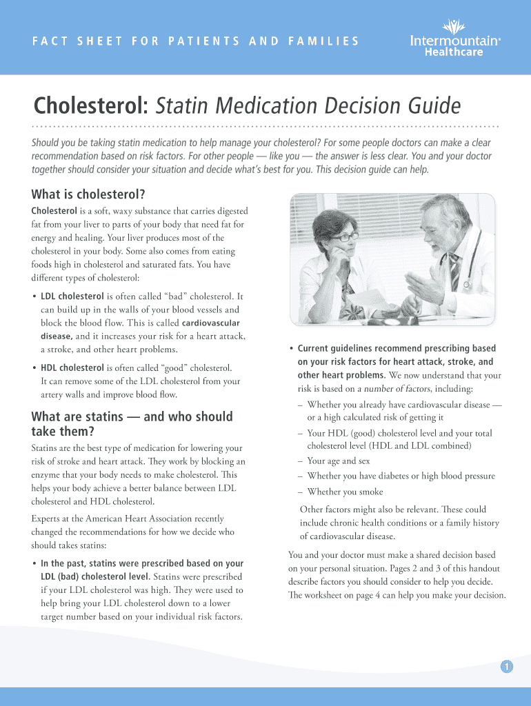 Fillable Online Cholesterol: Statin Medication Decision Guide Fax Email ...