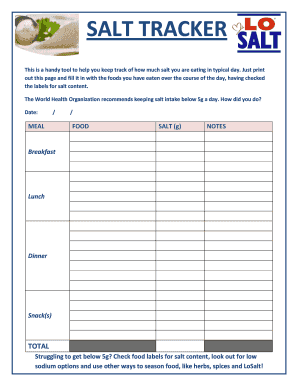 Fillable Online SALT TRACKER Fax Email Print - pdfFiller