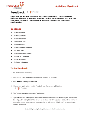 Fillable Online Activities: Feedback Fax Email Print - pdfFiller