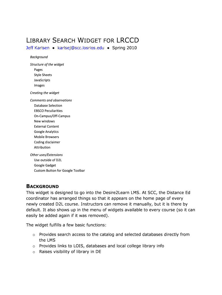 Fillable Online LIBRARY SEARCH WIDGET FOR LRCCD Fax Email Print - pdfFiller