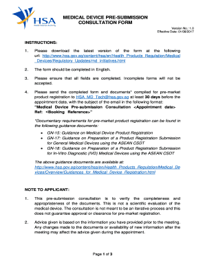 Fillable Online MEDICAL DEVICE PRE-SUBMISSION Fax Email Print - pdfFiller