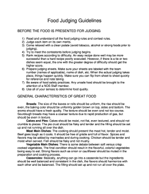 Fillable Online Food Judging Guidelines Fax Email Print - pdfFiller