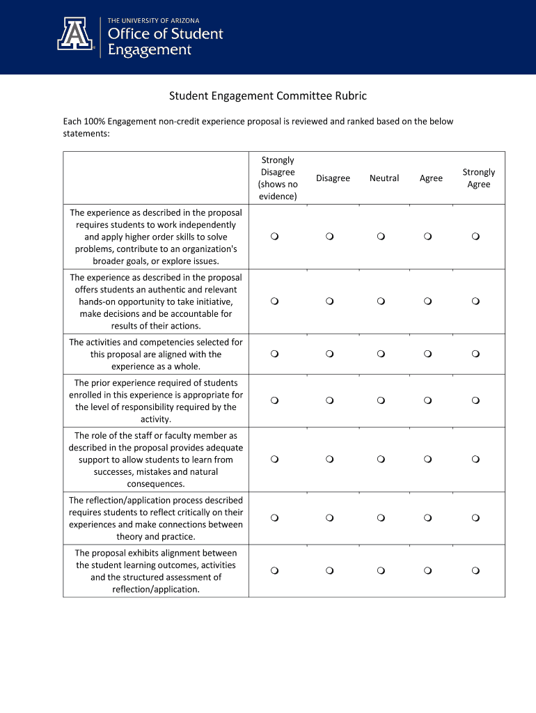 Fillable Online Student Engagement Committee Rubric Fax Email Print ...