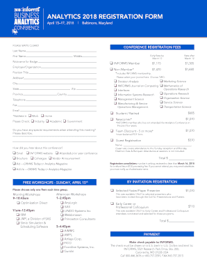 Fillable Online ANALYTICS 2018 REGISTRATION FORM Fax Email Print ...