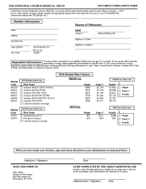 Fillable Online 2018 GROUP ENROLLMENT FORM Fax Email Print - pdfFiller