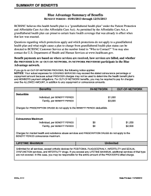 Fillable Online Blue Advantage Summary of Benefits Fax Email Print ...