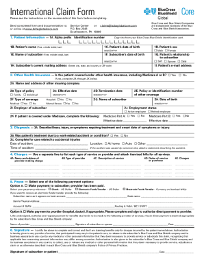 Fillable Online Through the Blue Cross Blue Shield Global Core program ...