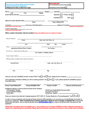 Fillable Online Provider Credentialing - BCBSNC - Blue Cross and Blue ...